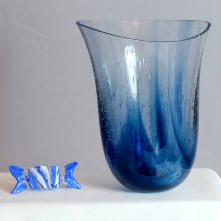Blue Large Gravity-Formed Hand-Made Vessel - Glazed Expressions Fused ...